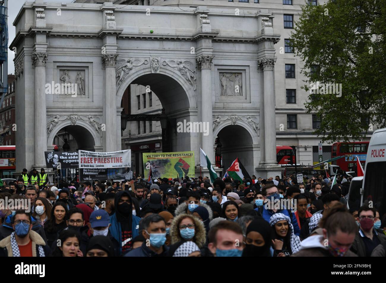 London, 15. May.2021. Pro Palestinian demonstration protesters march ...