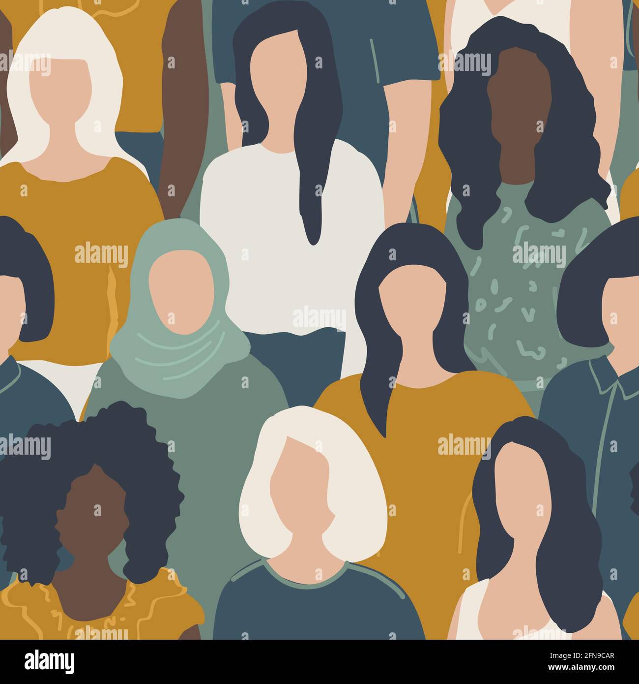 Seamless background with women. There are silhouettes of women of ...