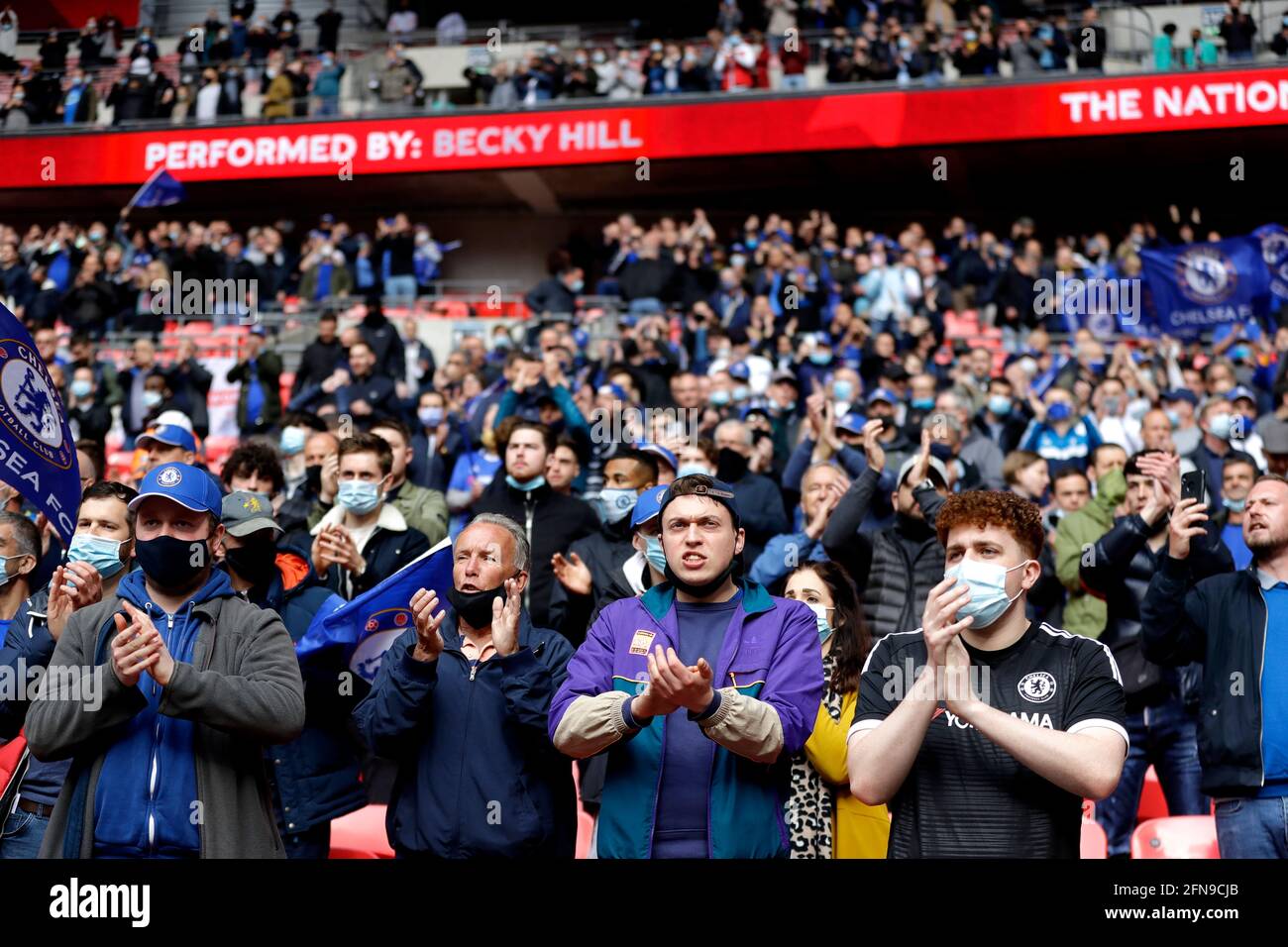 Chelsea fans in the stands during the Emirates FA Cup Final at Wembley ...