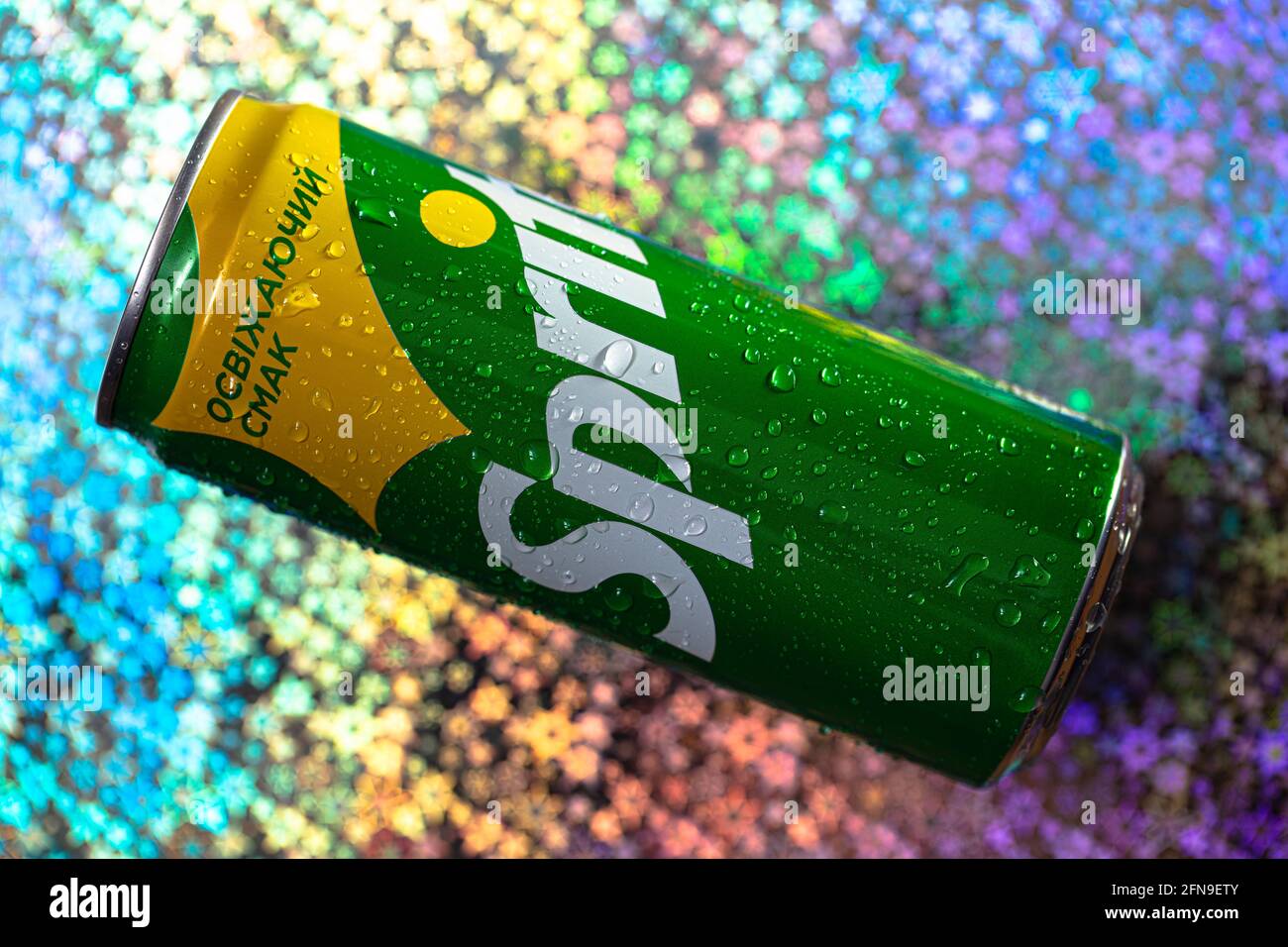 Georgia, U.S.A. - May 15, 2021: Can of lemon and lime-flavored soft ...