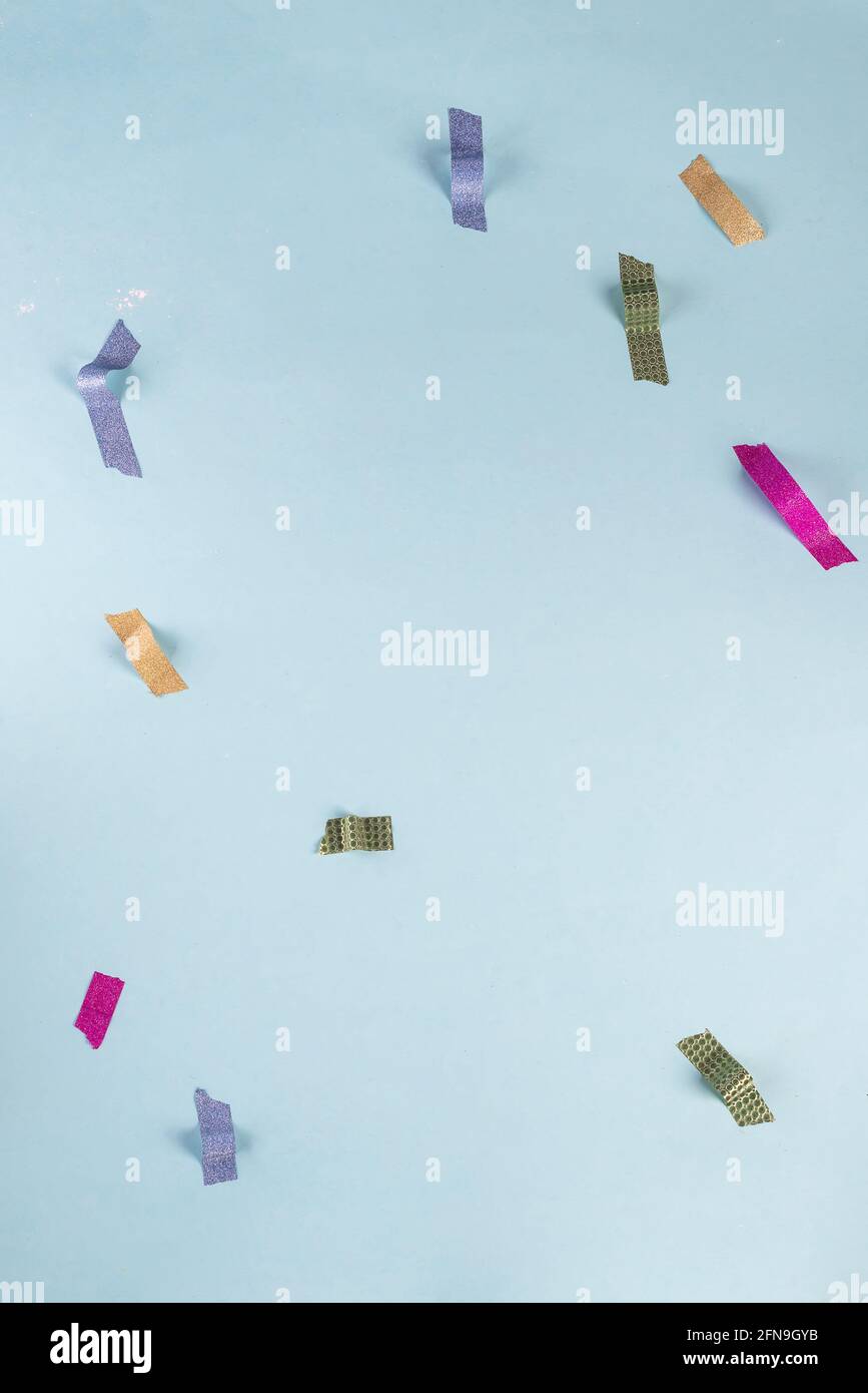 Set of colored tape slices isolated on blue background. Insulating tape ...