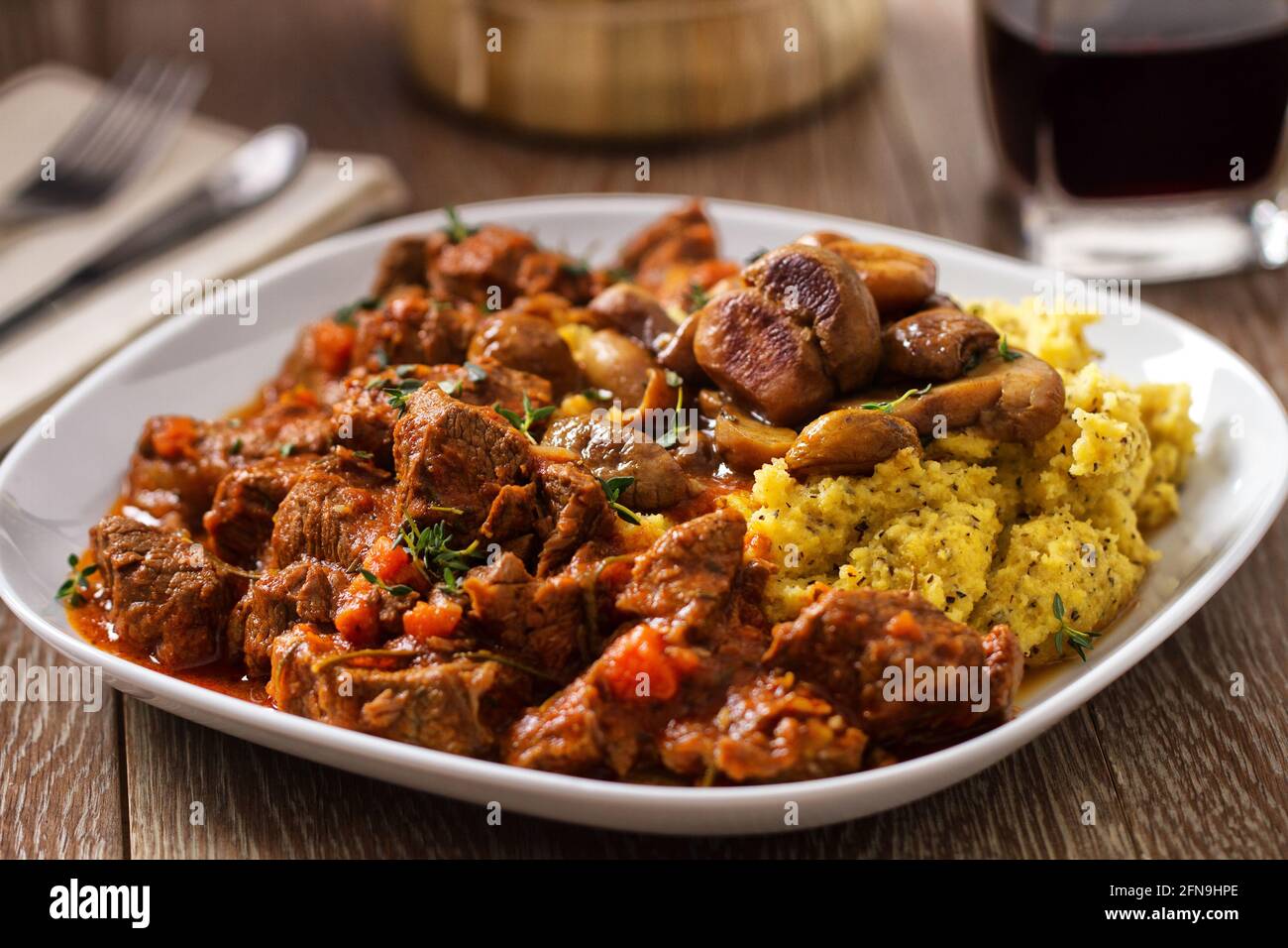 Beef goulash with polenta hi-res stock photography and images - Alamy