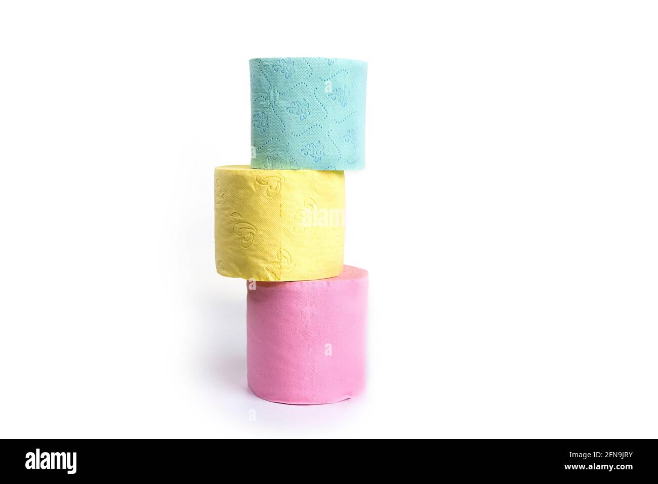 Colorful toilet paper on a white background Stock Photo - Alamy