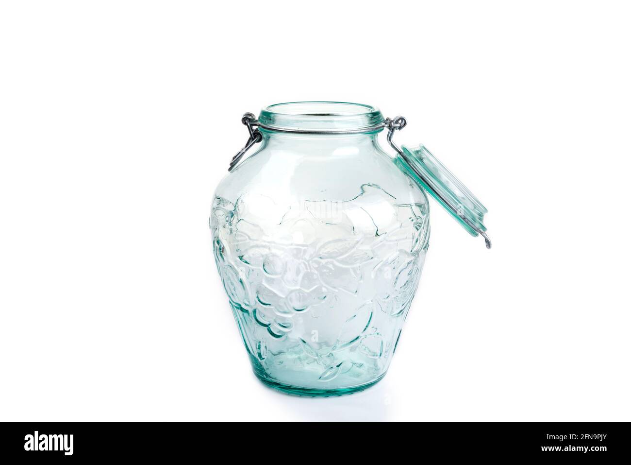 The clear empty jar with a lid on a white Stock Photo - Alamy