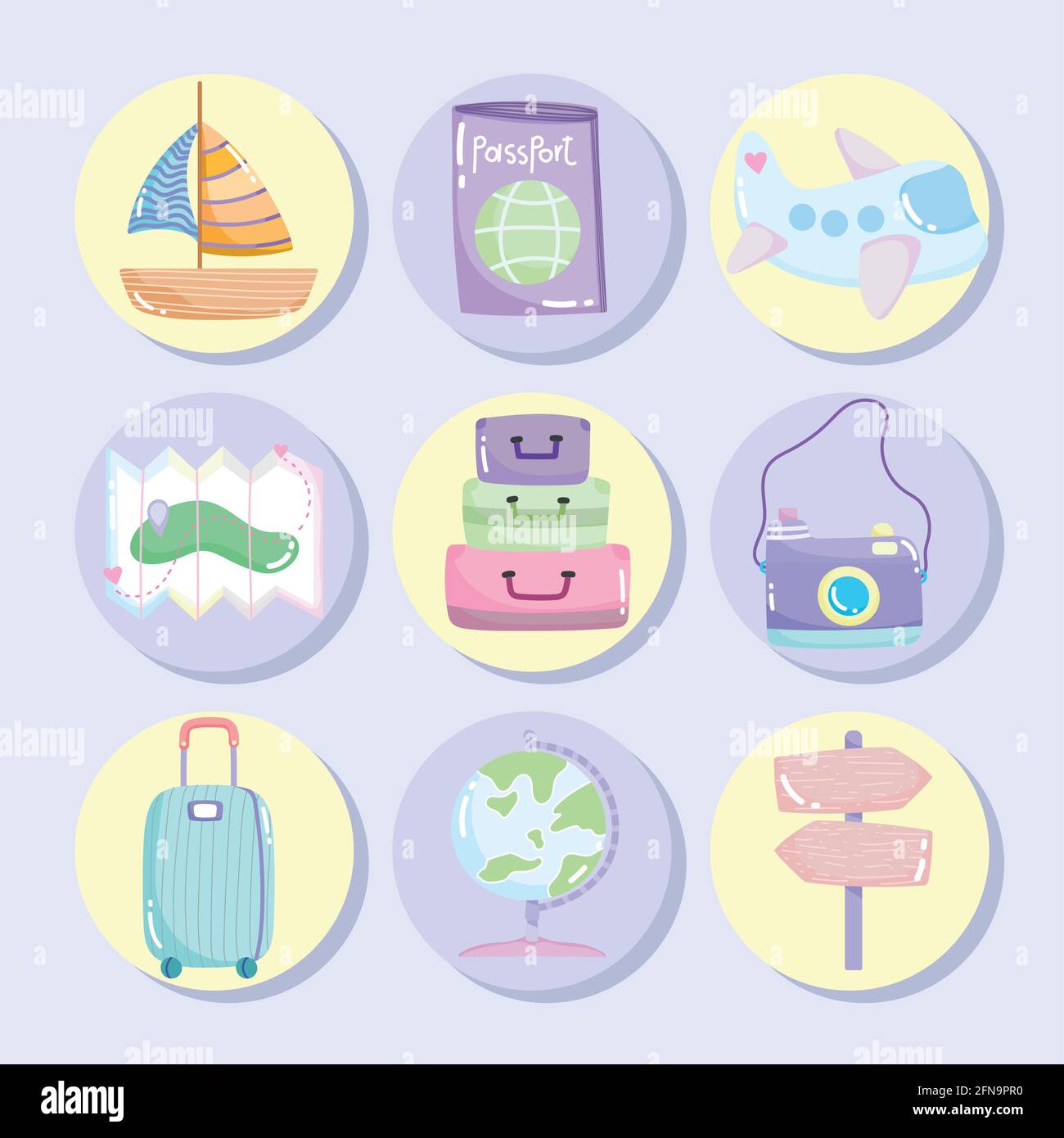 travel round icons Stock Vector Image & Art - Alamy