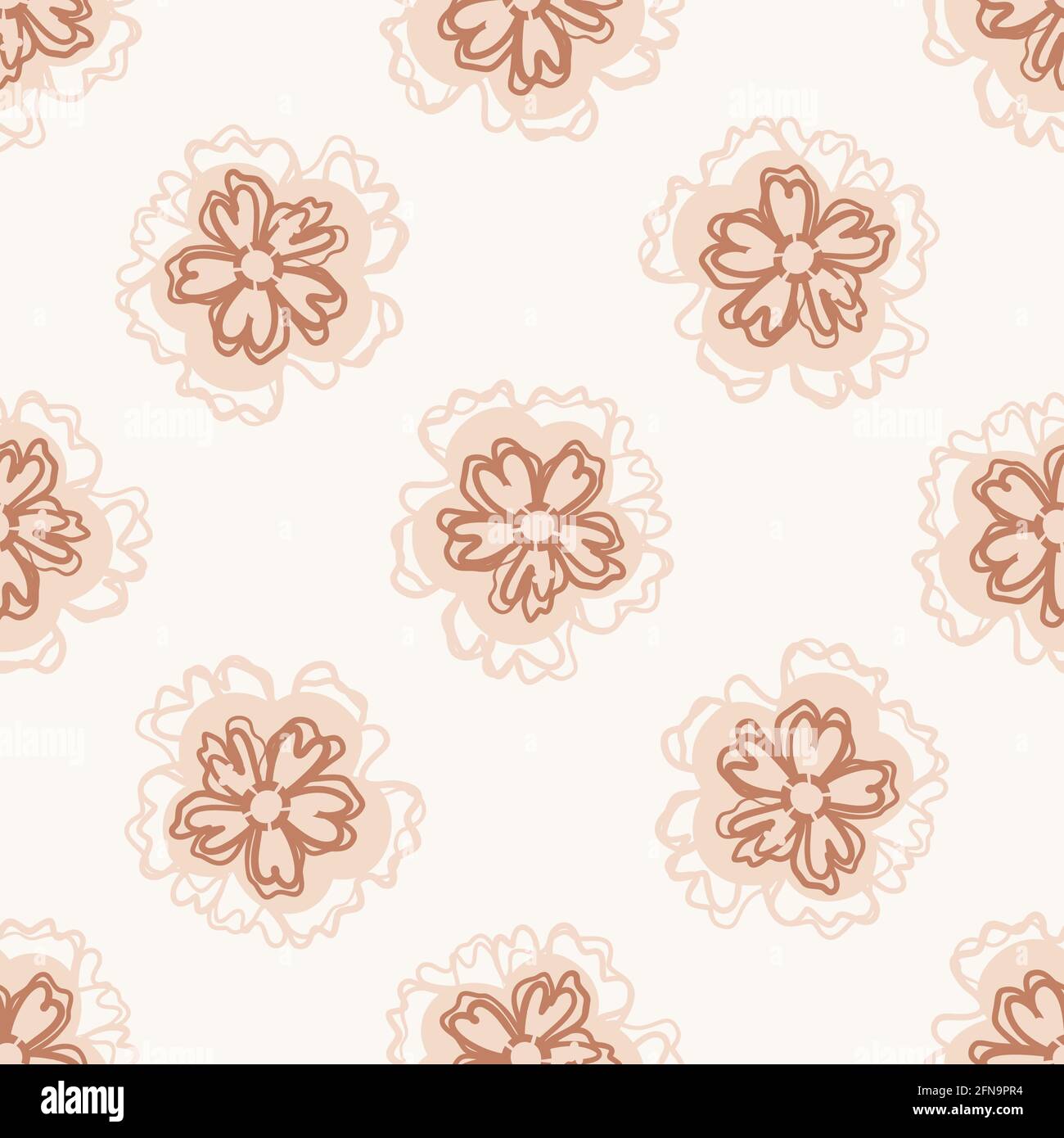 Seamless minimalist doodle leaf pattern background. Calm boho earthy ...