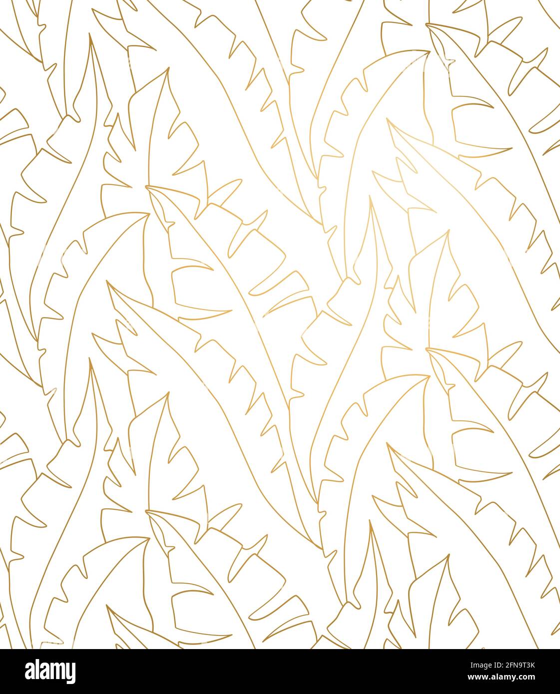Palm leaves gold pattern. Palm leaves seamless pattern vector. Lina art ...