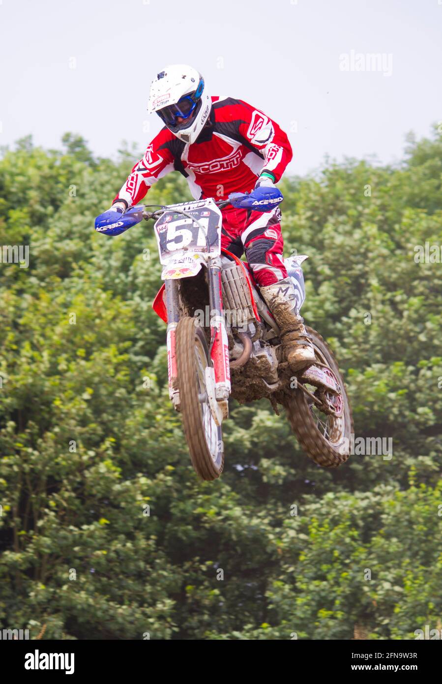 Moto Cross, motor cycle rider, practising on track in Northumberland ...