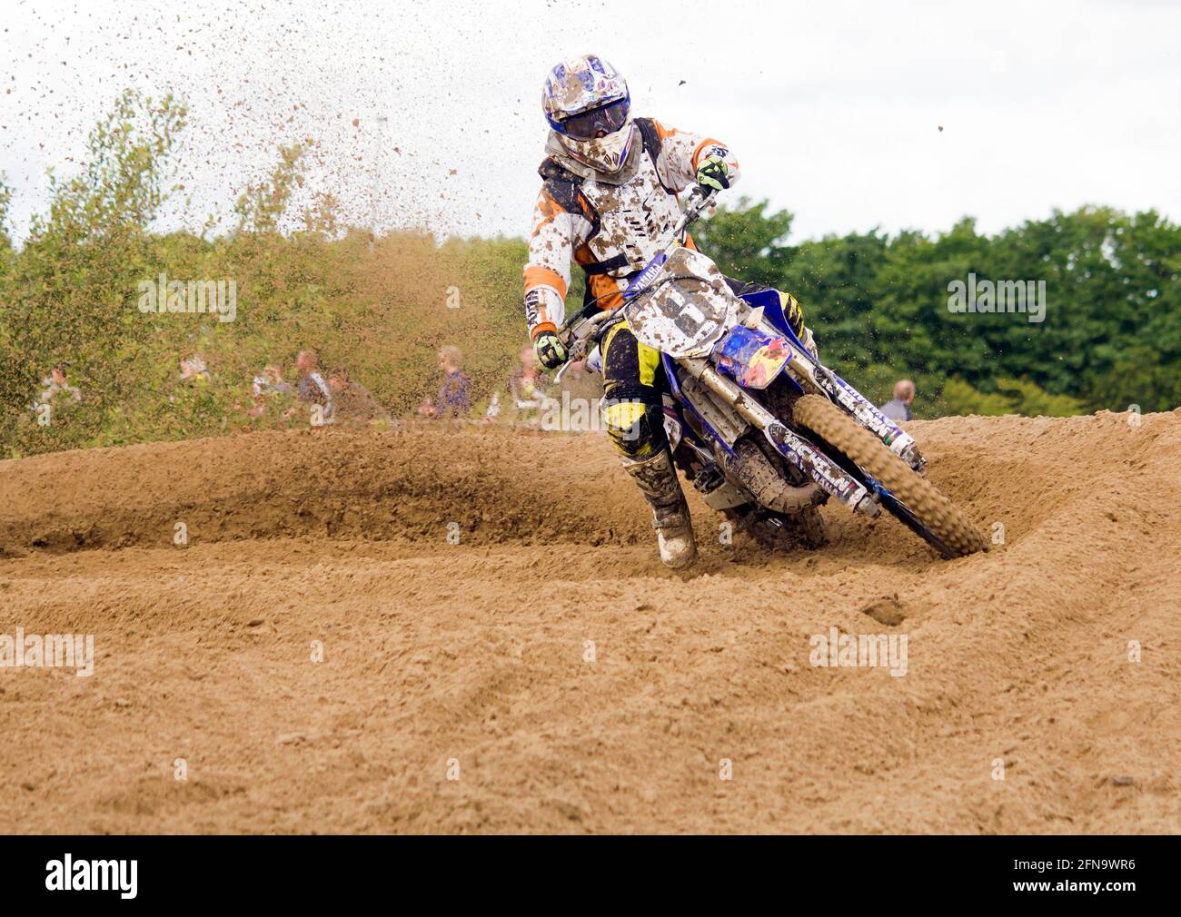 Moto Cross, motor cycle rider, practising on track in Northumberland ...