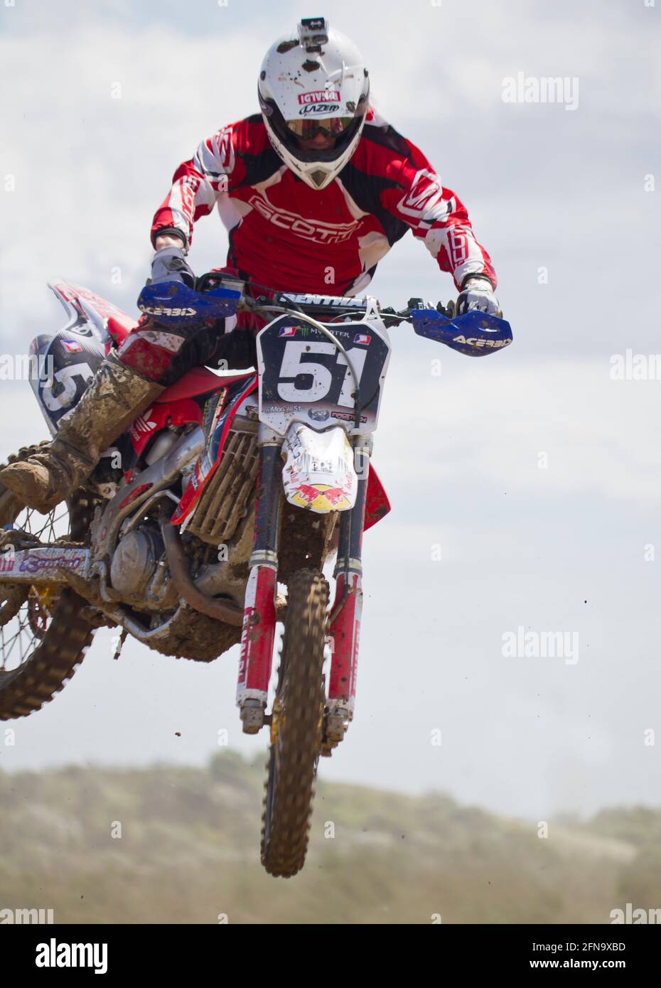 Moto Cross, motor cycle rider, practising on track in Northumberland ...
