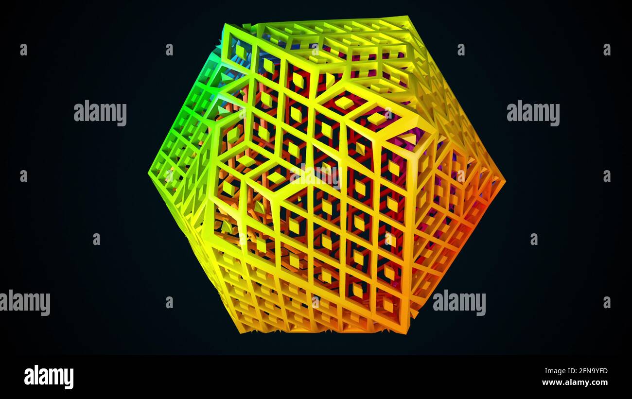 Geometric 3d render lattice polygon with pyramidal elements with face reshaping tracery ...