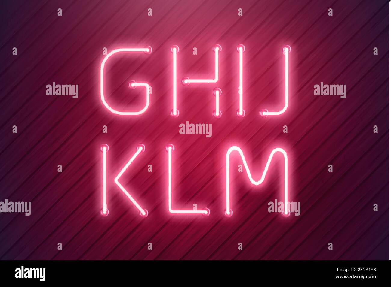 Neon alphabet pink led neon lamp in realistic style. Shiny party ...