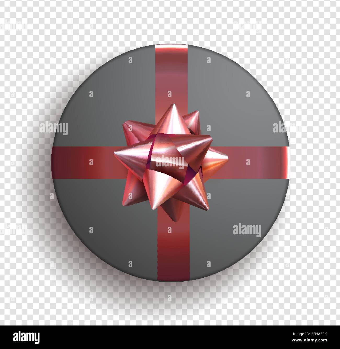 Black gift circle box with ribbon. Gift box bow design 3d vector ...