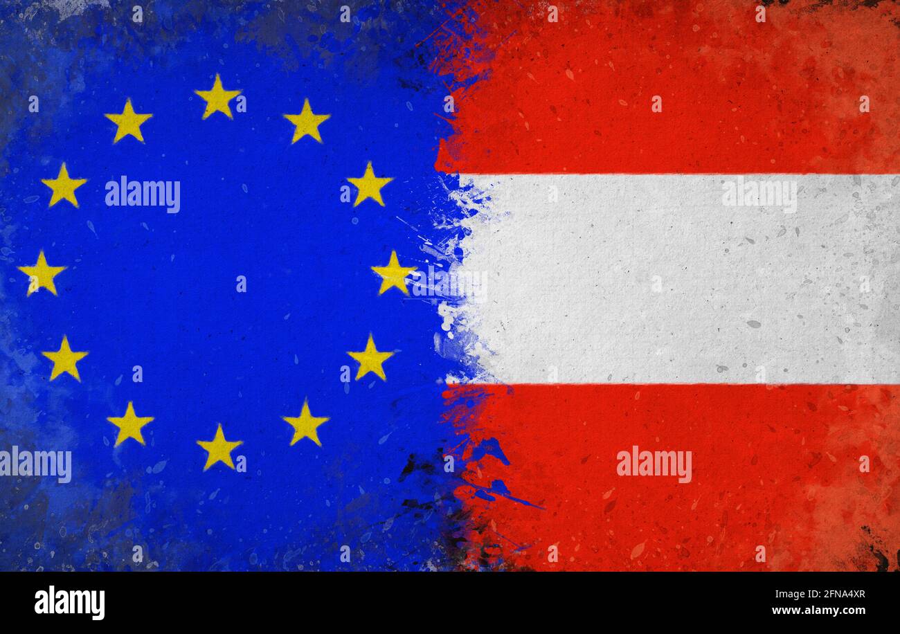 Austria, Republic of Austria, european union flags Stock Photo - Alamy