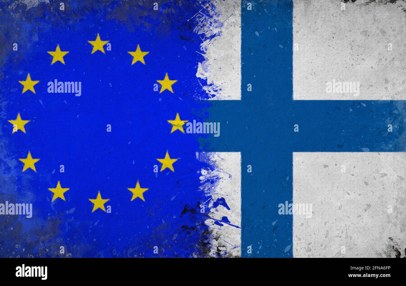 Finland, Republic of Finland, european union flags Stock Photo - Alamy