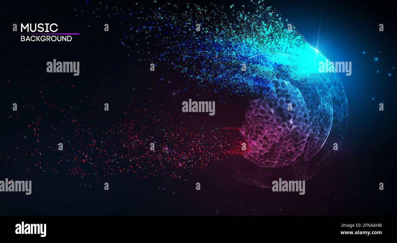 Music background line flow. Vector particle big data visualisation of ...