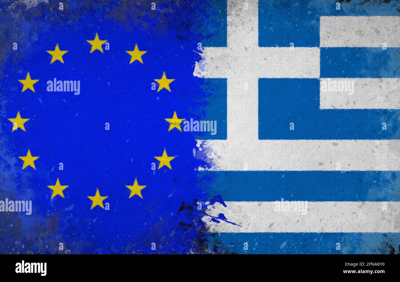 greece, european union flags Stock Photo - Alamy