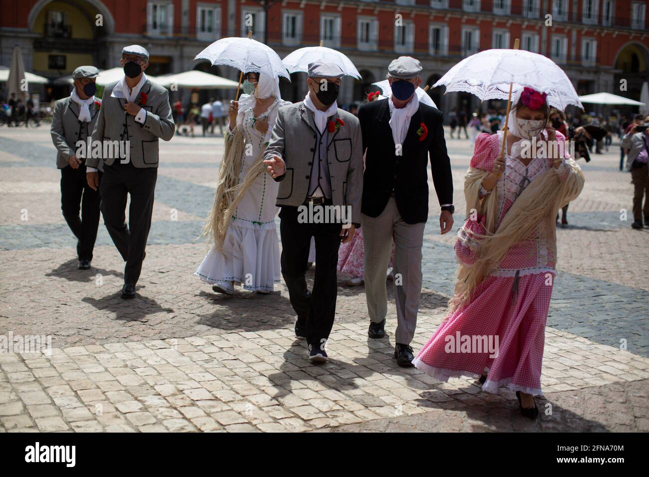 Madrid, Spain. 15th May, 2021. A group of friends dressed in ...