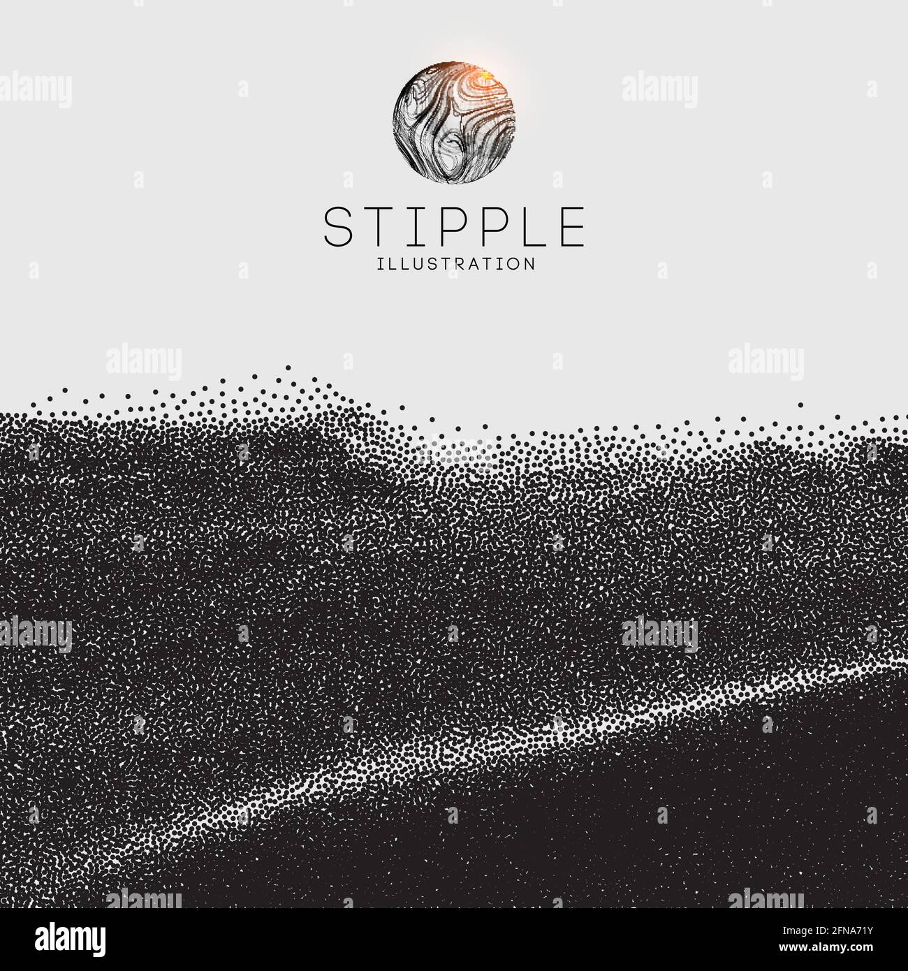 Dot stipple illustration. Old art Snowboard mountain Art background ...