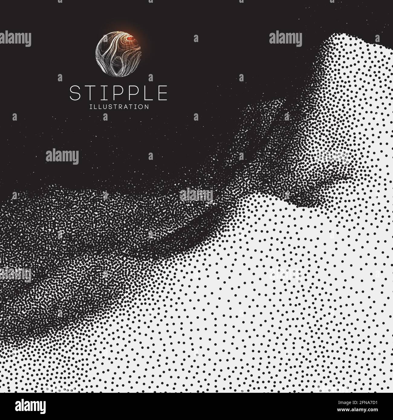 Dot stipple illustration. Old art Snowboard mountain Art background ...