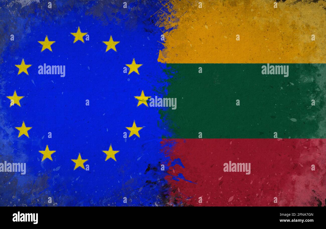 lithuania, european union flags Stock Photo - Alamy