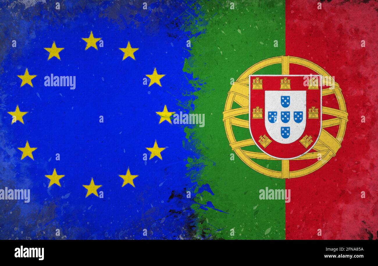 portugal, european union flags Stock Photo - Alamy