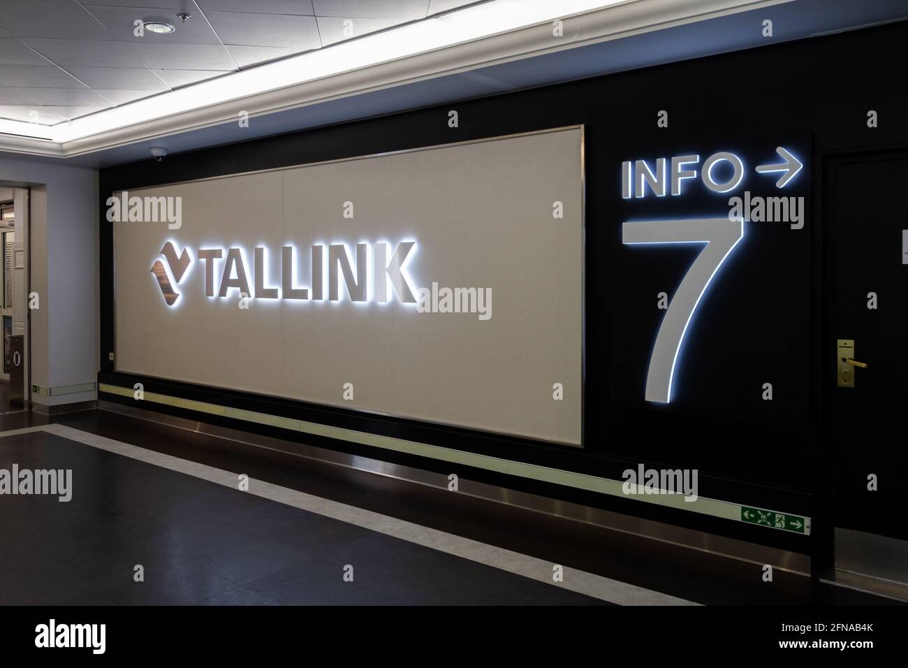 Editorial 2019-09-26 Tallinn Estonia Company logo inside car ferry MS ...