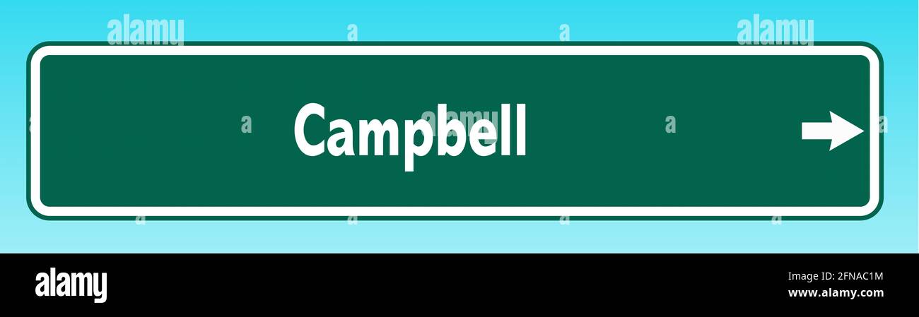 A graphic illlustration of an American road sign pointing to Campbell ...
