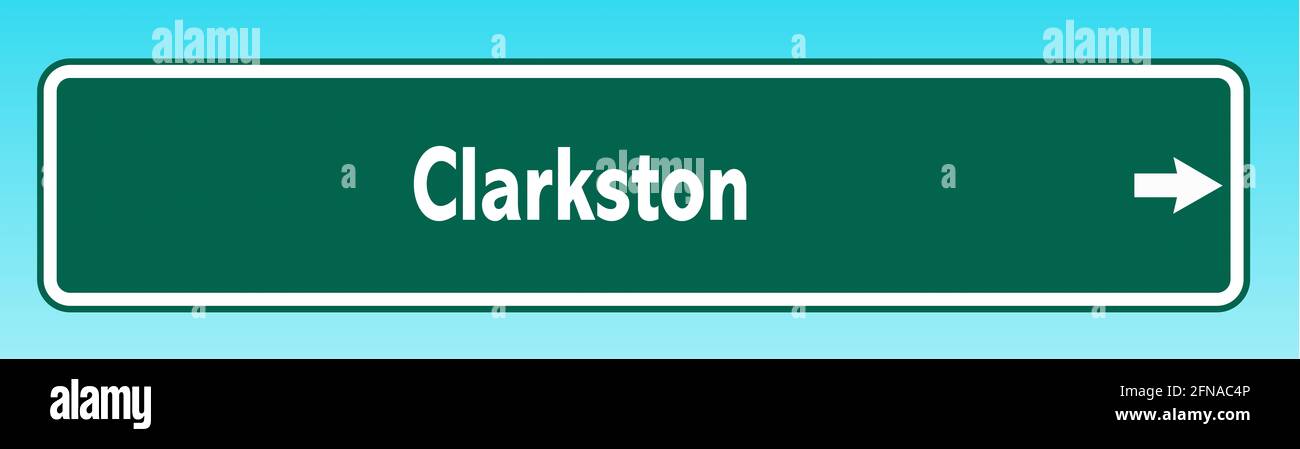 A graphic illlustration of an American road sign pointing to Clarkston ...