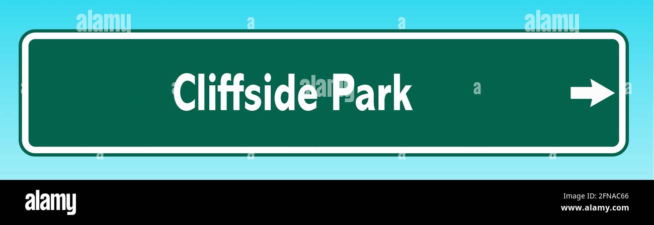 A graphic illlustration of an American road sign pointing to Cliffside ...