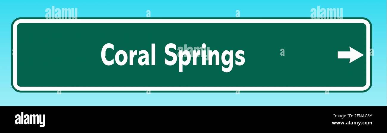 A graphic illlustration of an American road sign pointing to Coral ...