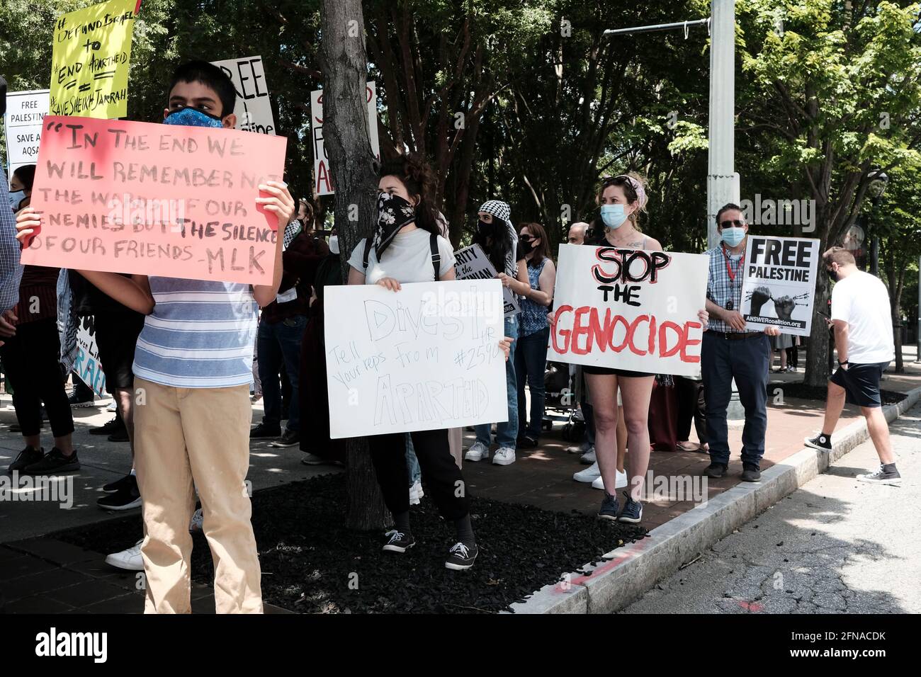 Atlanta, Georgia, USA. 15th May, 2021. A group of demonstrators gather ...