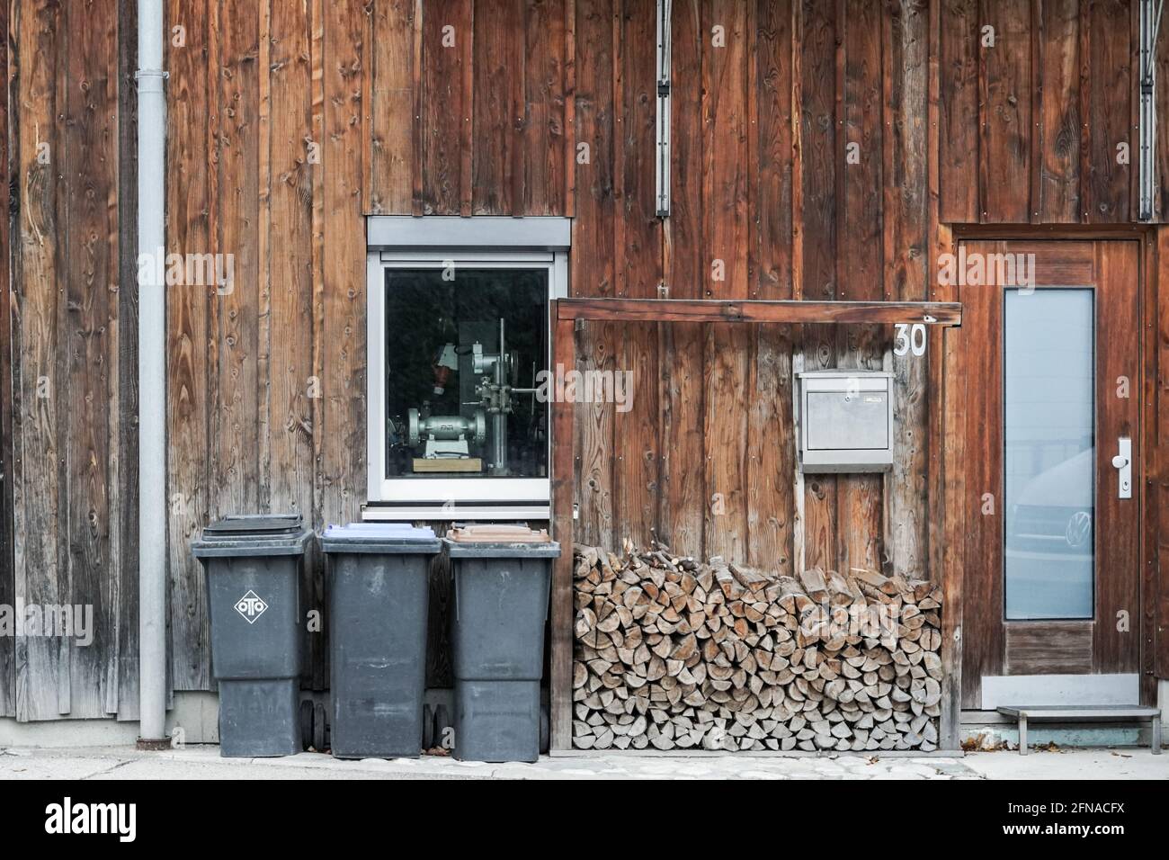 Waste bins in front of building hi-res stock photography and images - Alamy