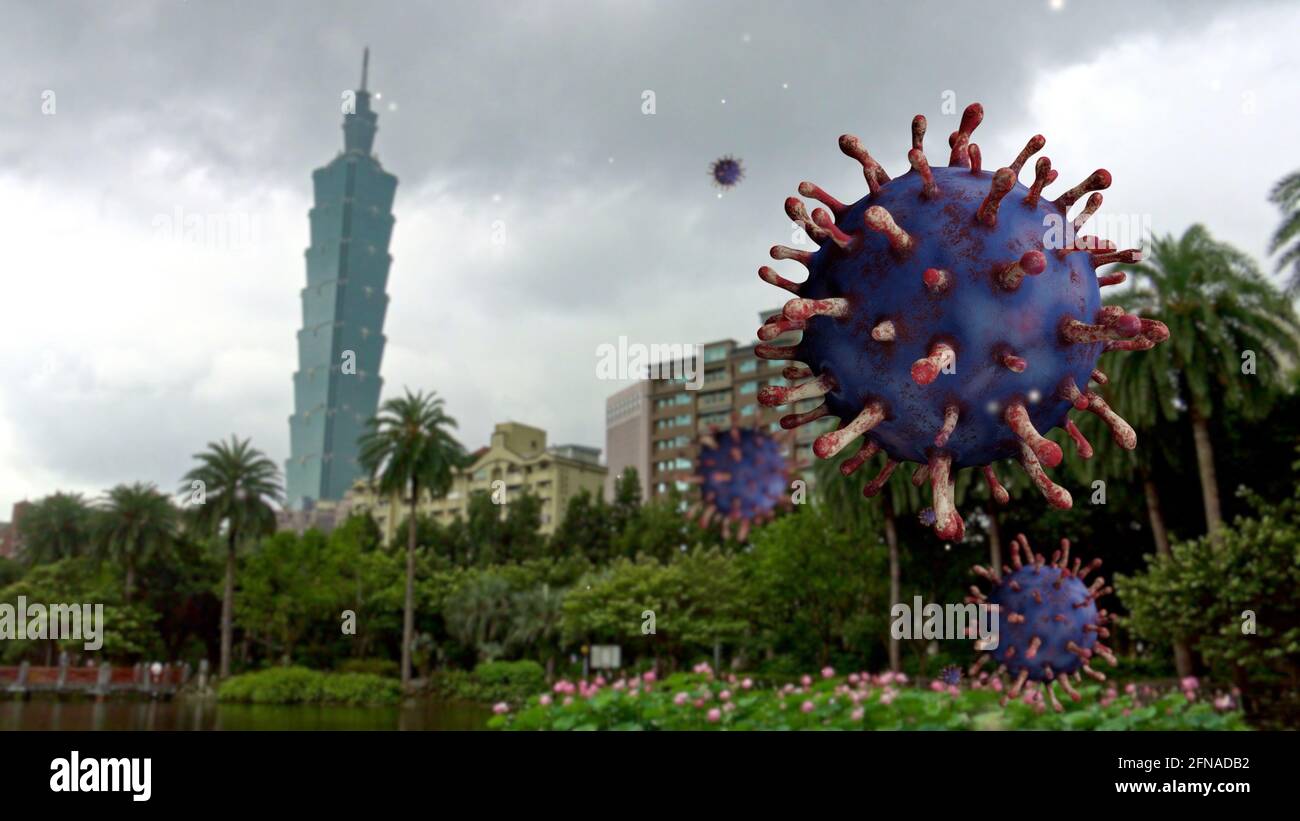 3D illustration. Influenza Covid 19 virus with beautiful and modern ...