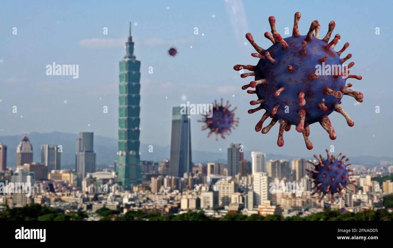 3D illustration. Influenza Covid 19 virus with beautiful and modern ...