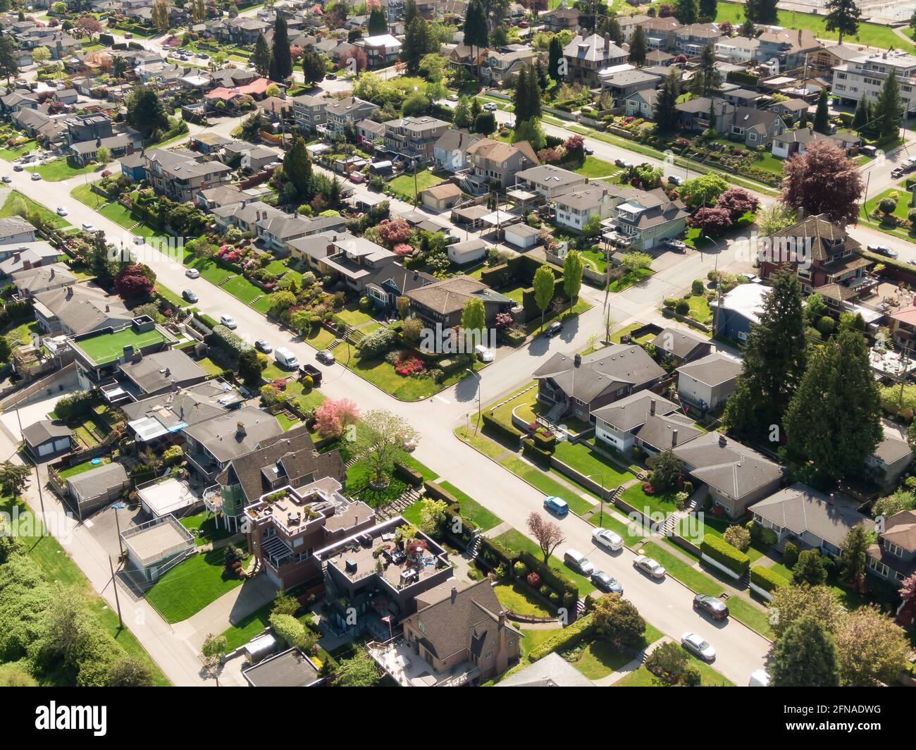 Aerial View from Above of Residential Homes in modern suburban city ...
