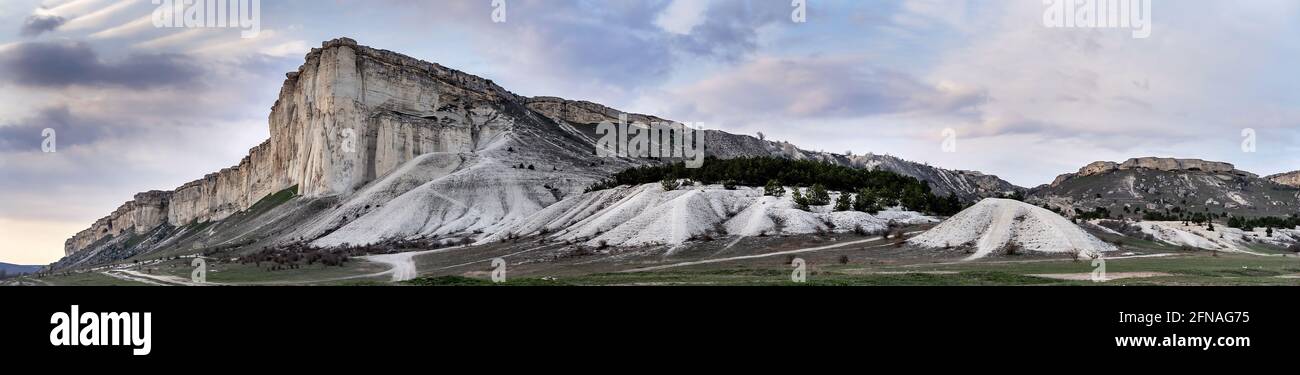 White cliff landscape panorama in sunset light for wallpaper design ...