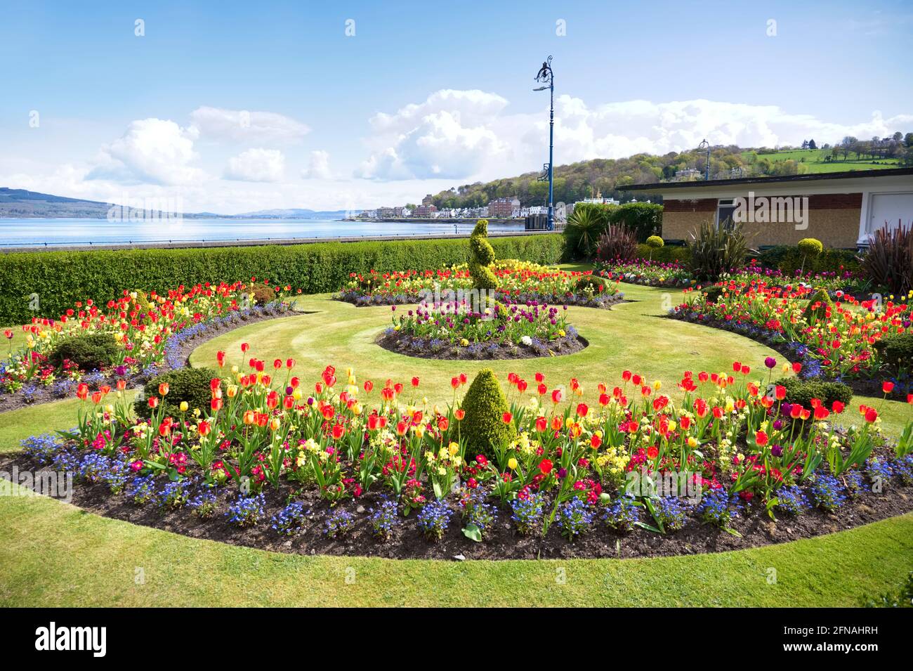 Flower display in park in Rothesay on Isle of Bute Stock Photo - Alamy