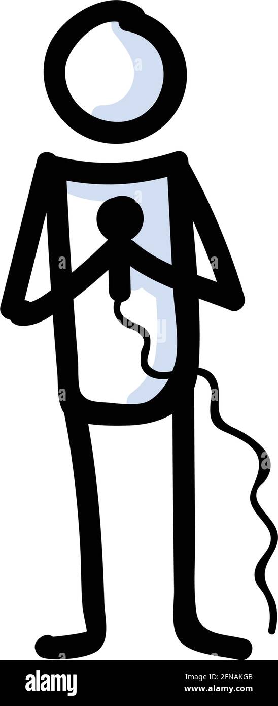 Hand Drawn Stick Figure Holding Microphone. Concept of Public Speaking ...