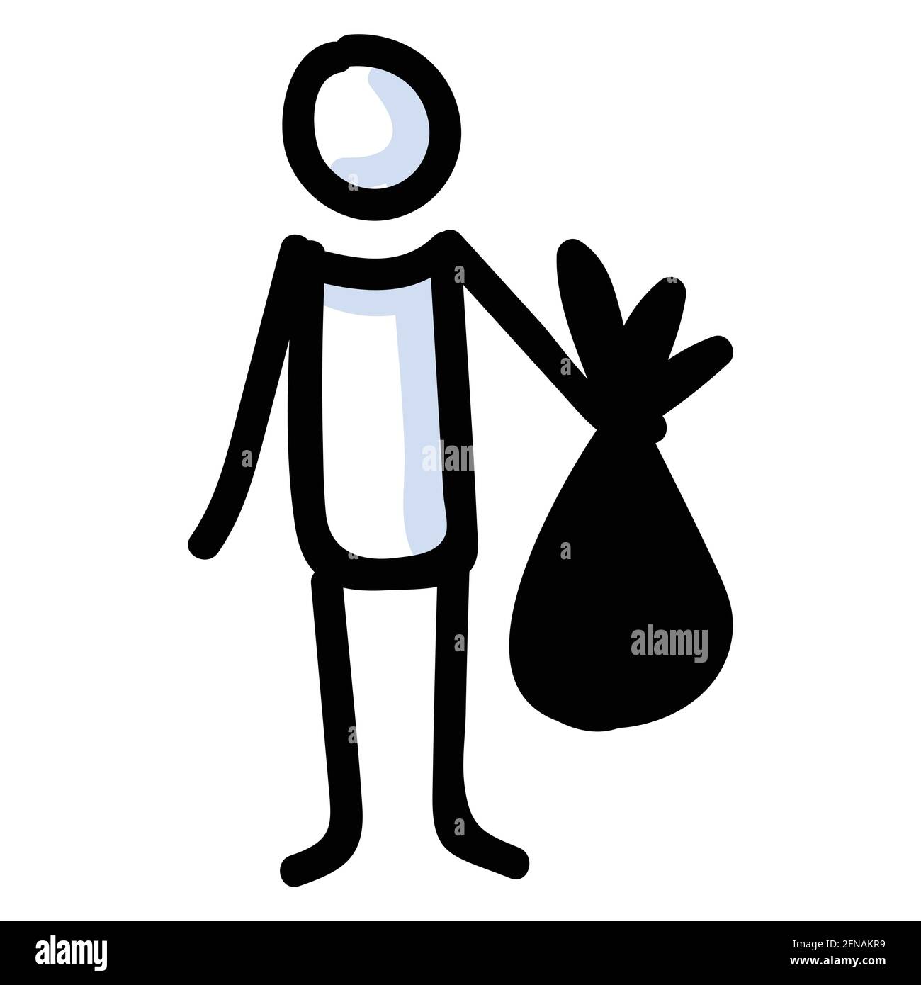 Hand Drawn Stick Figure Trash Collecting. Concept of Clean Up Earth Day ...