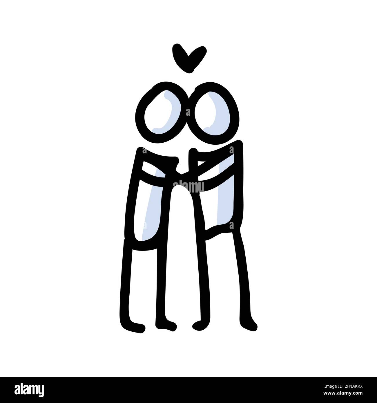 Hand Drawn Romantic Stick Figure Couple Kissing Concept Of Love Relationship Simple Icon Motif