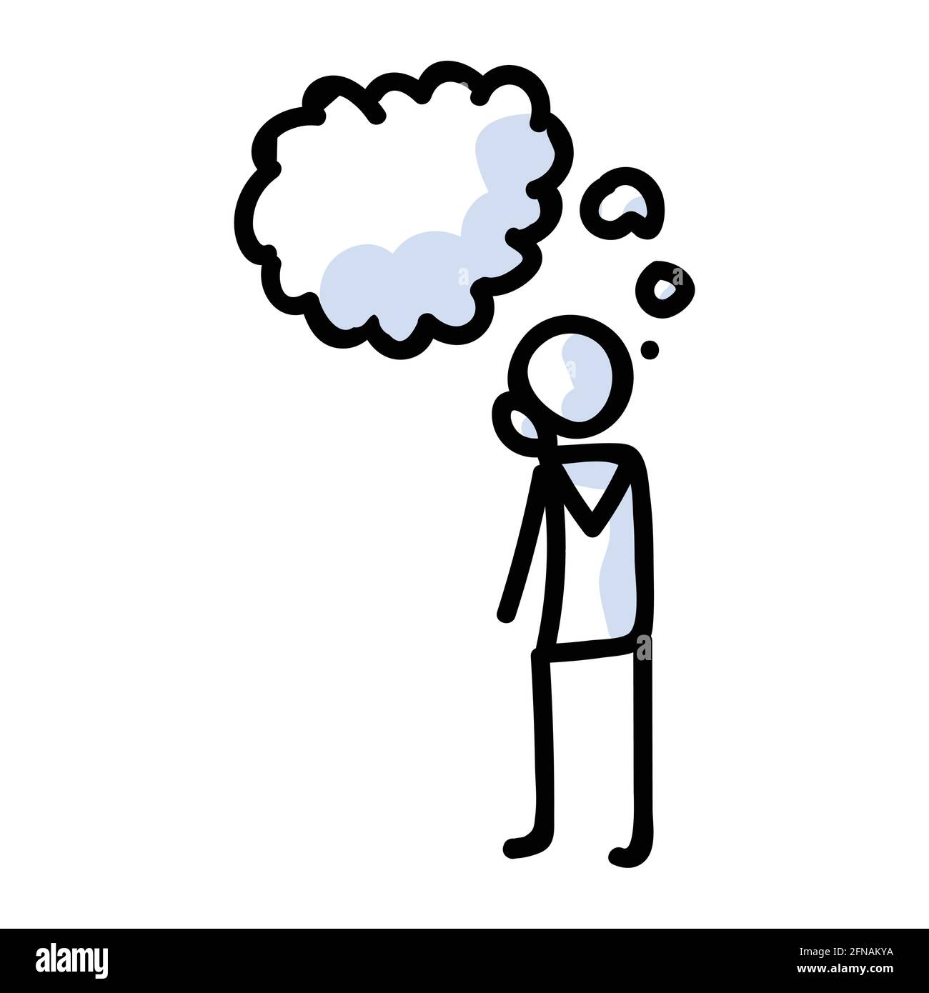 Hand Drawn Concentrating Stick Figure in Thinking Pose. Concept of ...