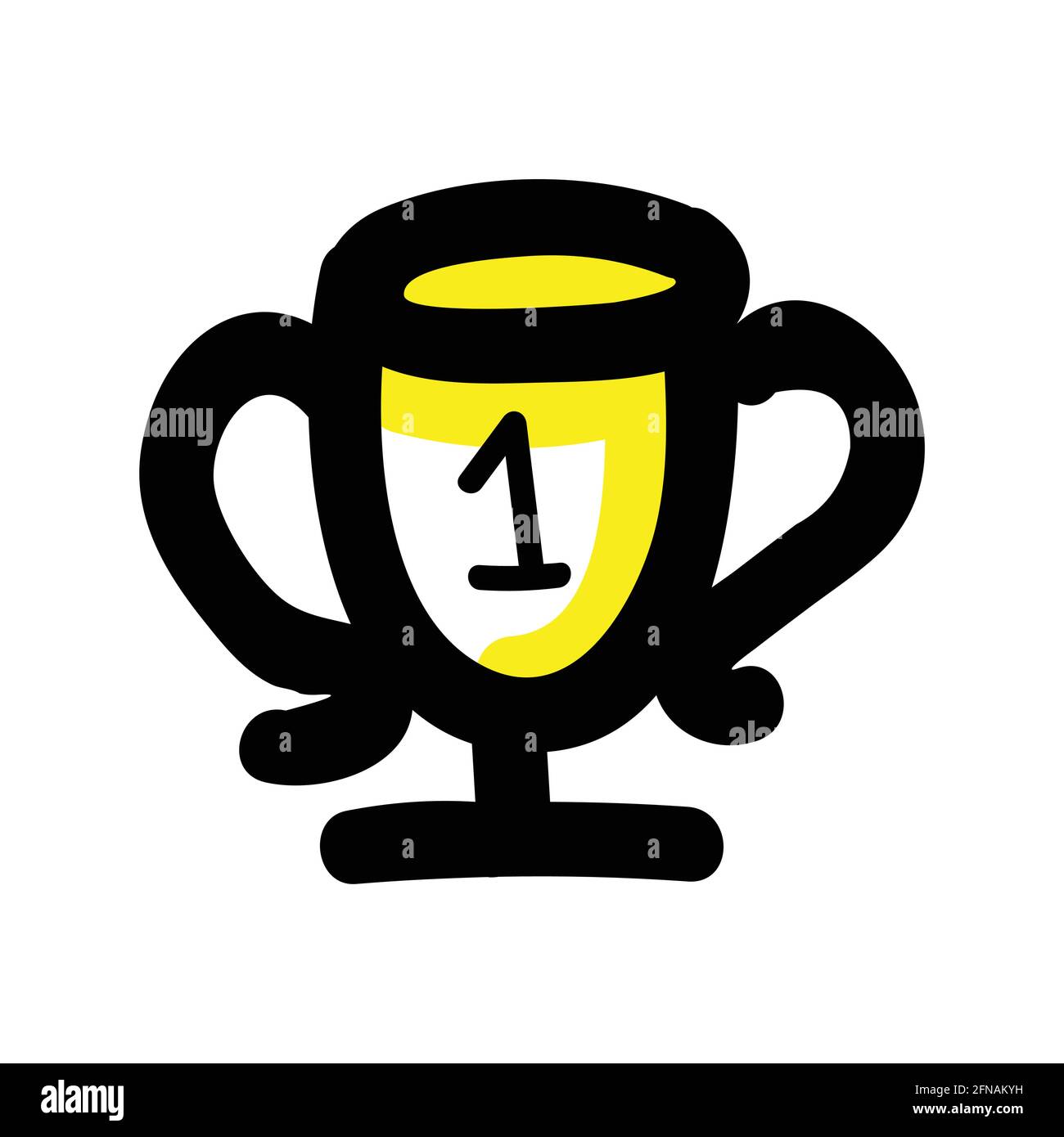 Hand Drawn First Place Trophy. Concept Prize Winner Competition. Simple ...