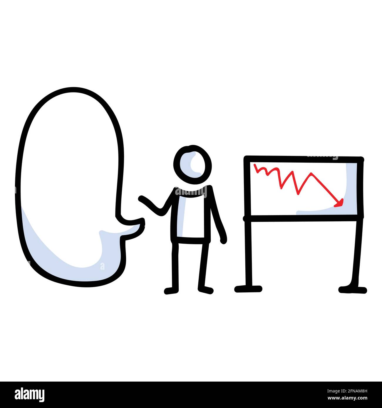 Hand Drawn Stick Figure Business Loss Chart. Concept of Finance Report ...