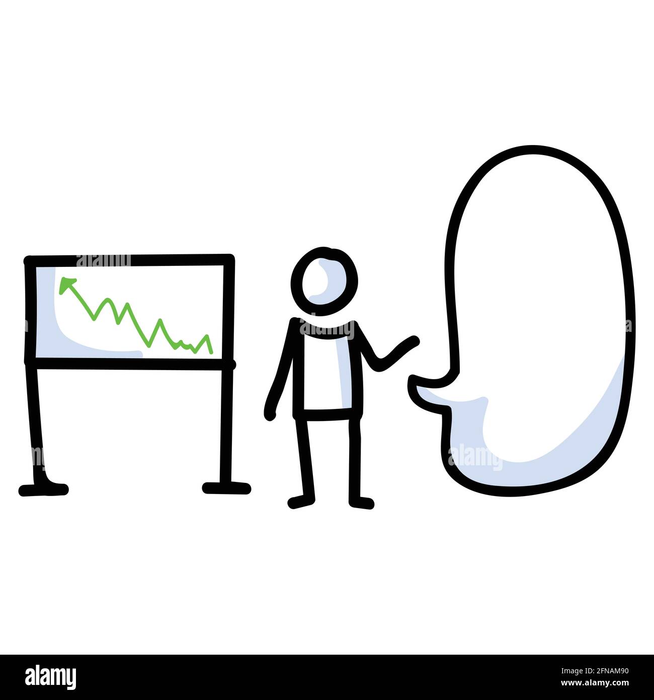 Hand Drawn Stick Figure Business Growth Chart. Concept of Finance ...
