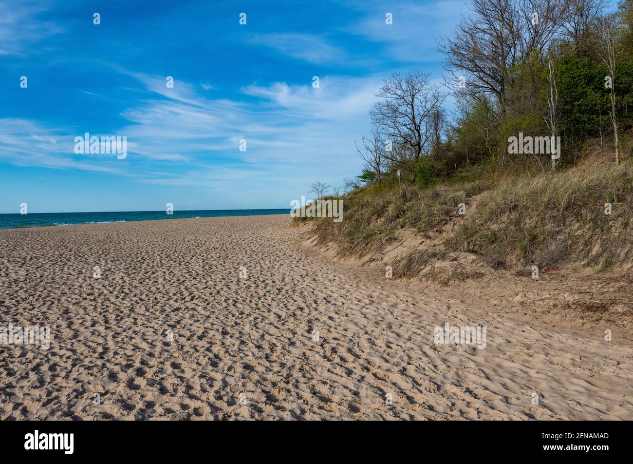 Beachfront along Lake Michigan in Indiana Dunes State Park Stock Photo ...