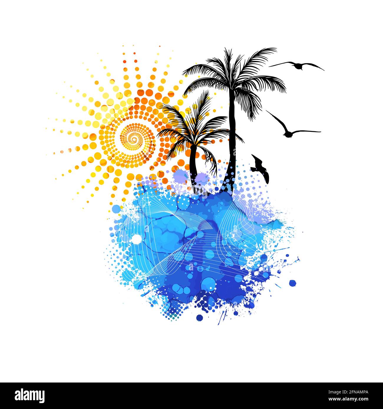 Exotic yellow frame with sea Stock Vector Images - Alamy