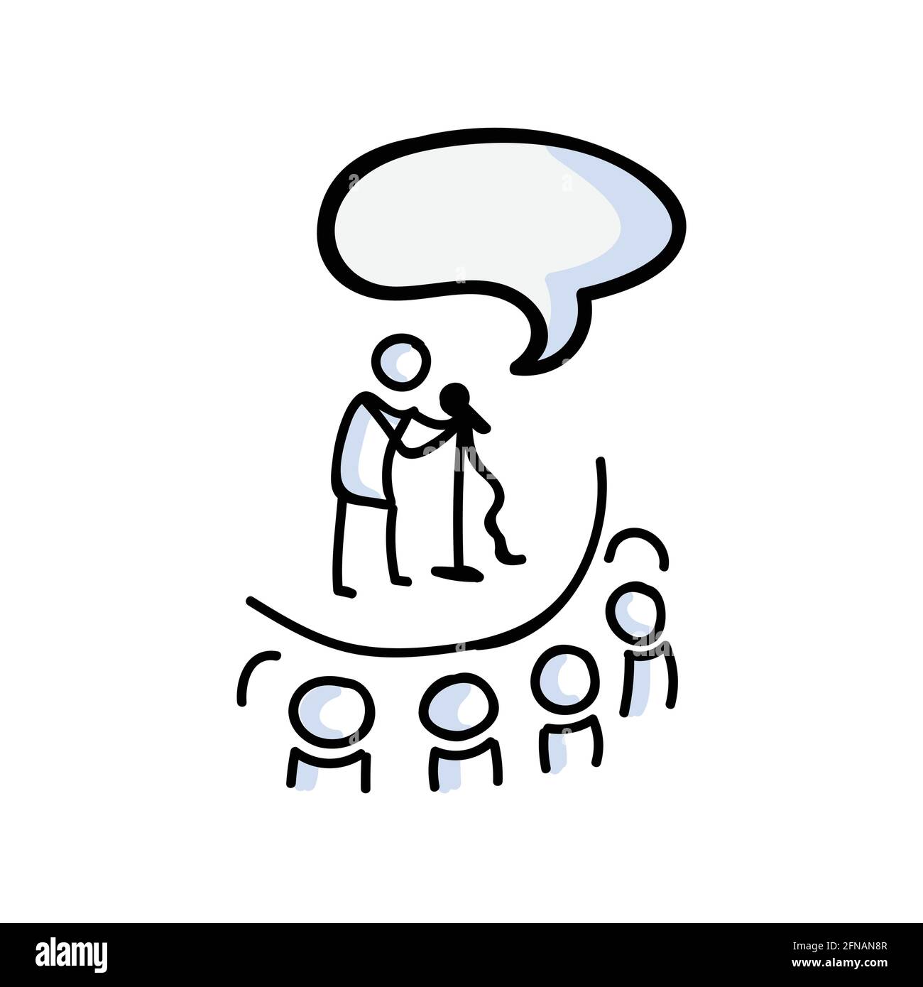 Hand Drawn Stick Figure Comedy Performer on Stage. Concept of Theatre ...