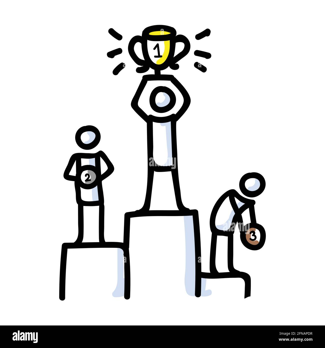 Hand Drawn Stick Figure Champion Podium. Concept Prize Winner ...