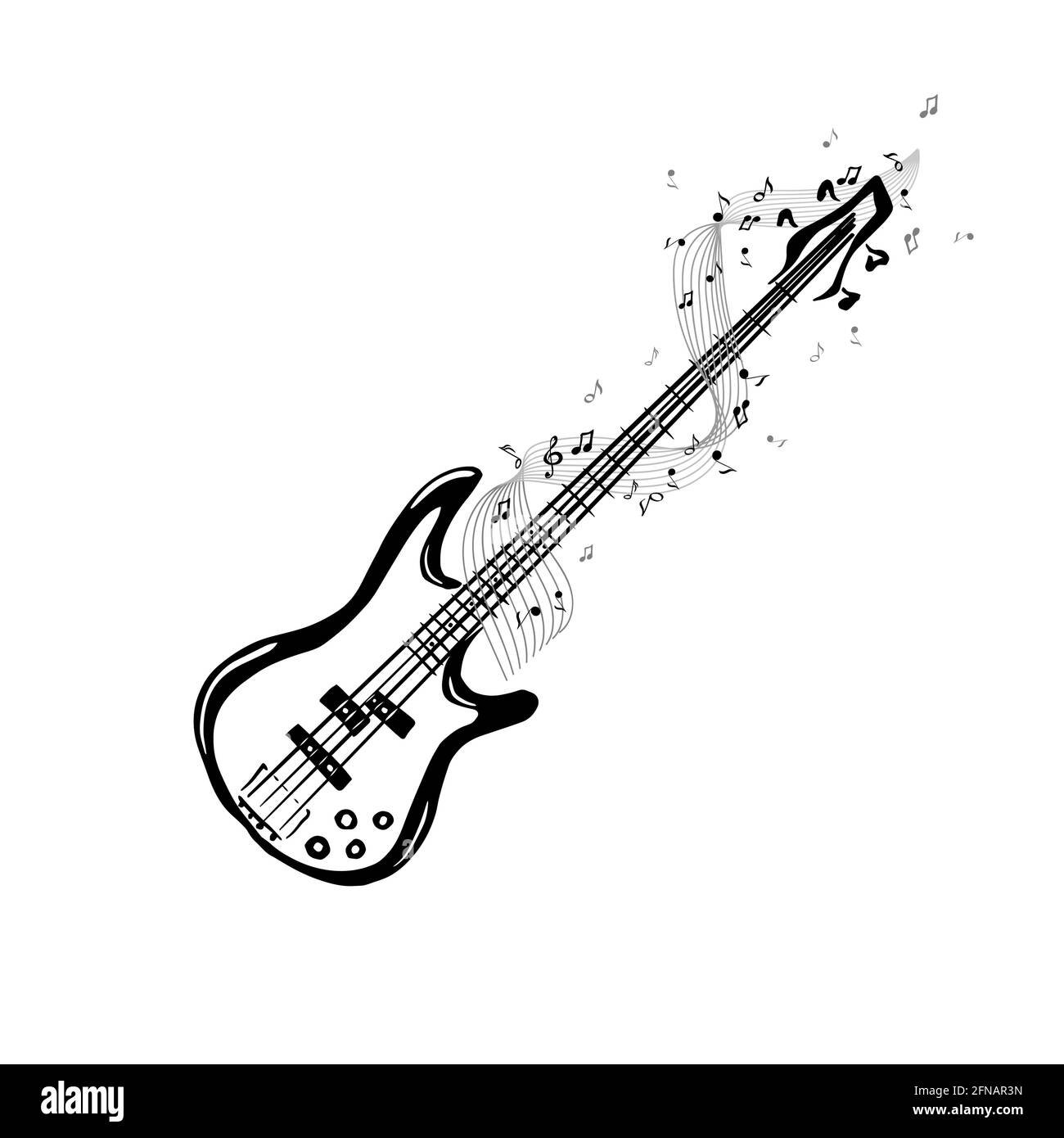 Abstraction guitar with notes. Vector illustration Stock Vector Image ...